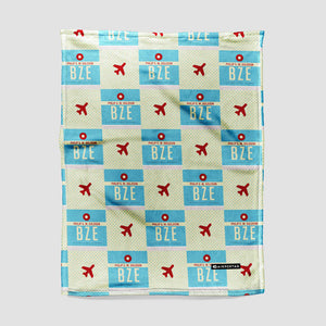 Throw Blanket - BZE airport code pattern.