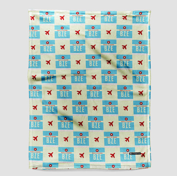 Throw Blanket - BZE airport code pattern.