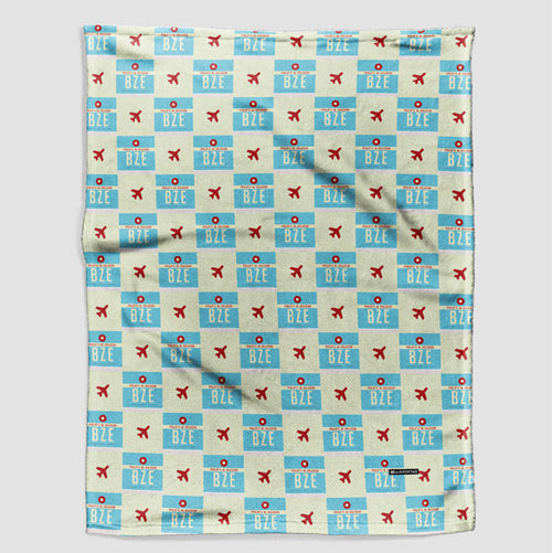 Throw Blanket - BZE airport code pattern.