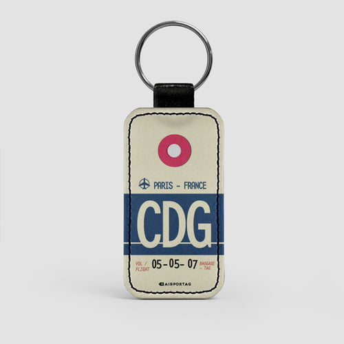 CDG - Charles de Gaulle Airport - Leather Keychain