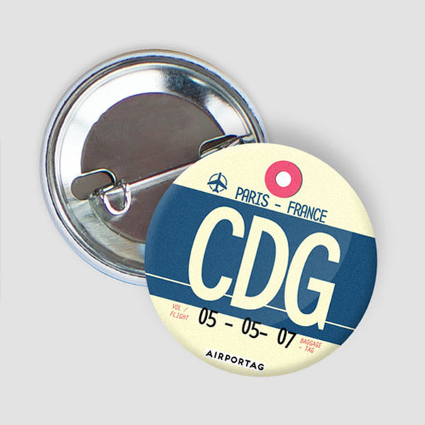 Pinback Button - Charles de Gaulle Airport - Paris, France - IATA code CDG