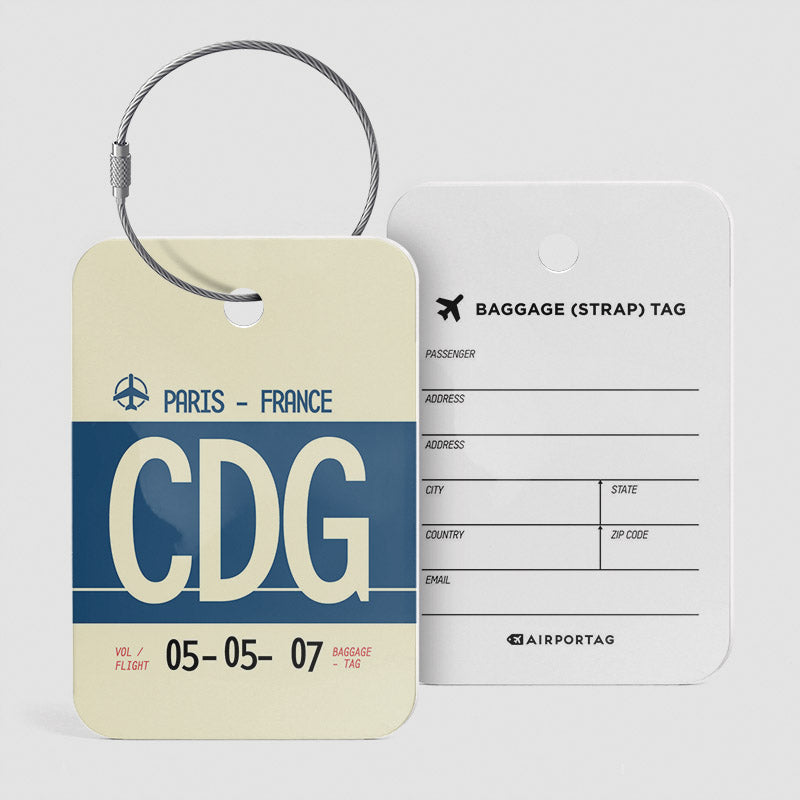 Airport Code Luggage Tag - IATA code CDG baggage tag