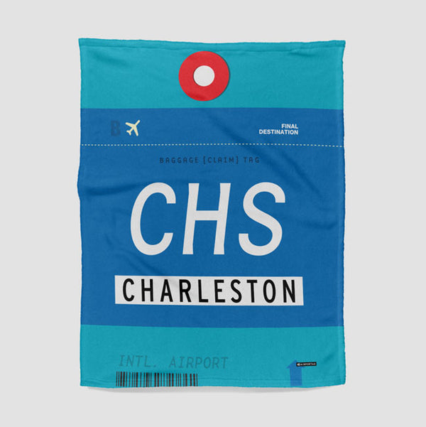 Throw Blanket - CHS airport code pattern.
