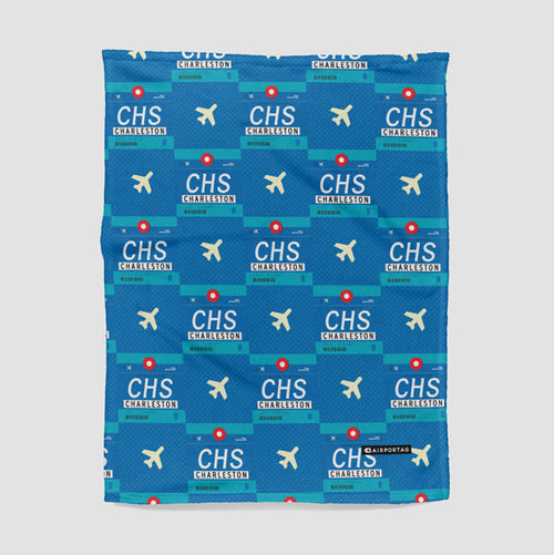 Throw Blanket - CHS airport code pattern.