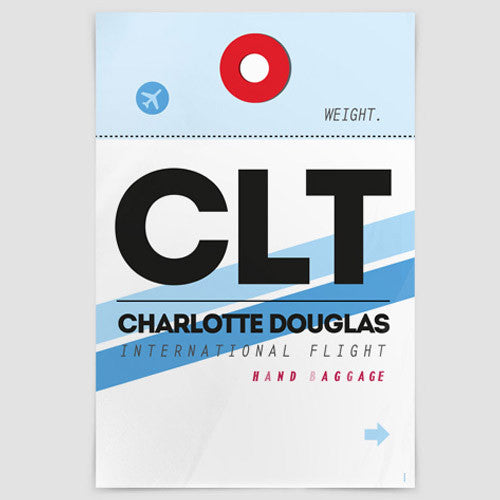 Poster - Wall Art Print - CLT - Charlotte Douglas Intl Airport - IATA ...