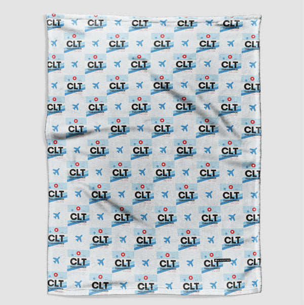 Throw Blanket - CLT airport code pattern.
