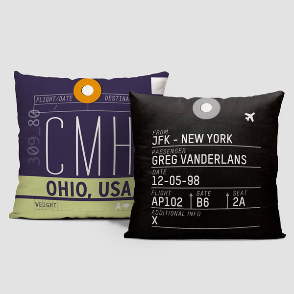 Throw Pillow - CMH - Port Columbus International Airport - IATA code CMH