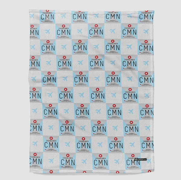 Throw Blanket - CMN airport code pattern.