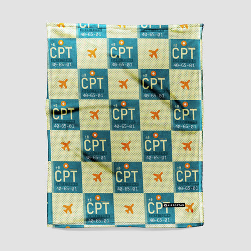 Throw Blanket - CPT airport code pattern.