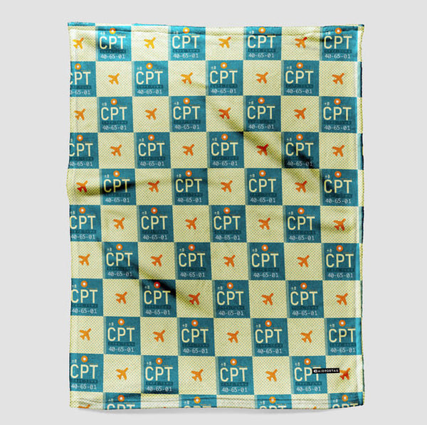 Throw Blanket - CPT airport code pattern.