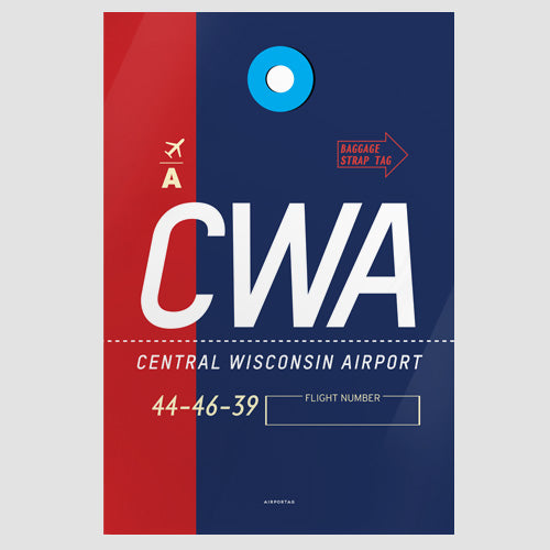 Poster - Wall Art Print - CWA - Central Wisconsin Airport - Wisconsin, US