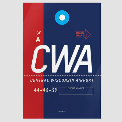 Poster - Wall Art Print - CWA - Central Wisconsin Airport - Wisconsin, US