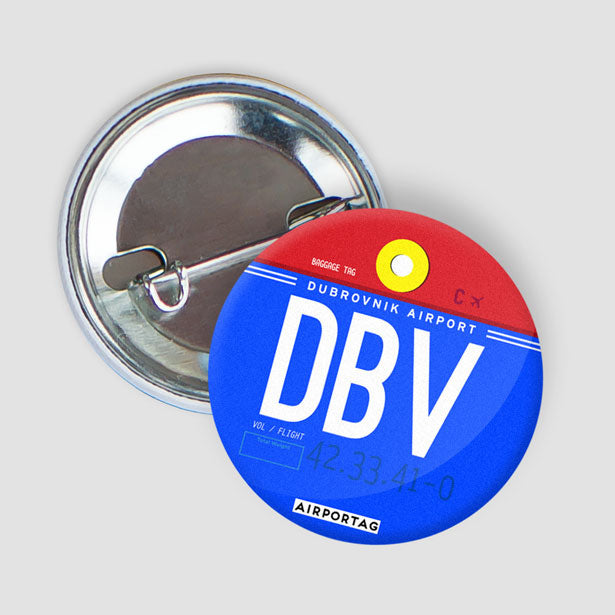 Pinback Button - Dubrovnik Airport - Croatia - IATA code DBV