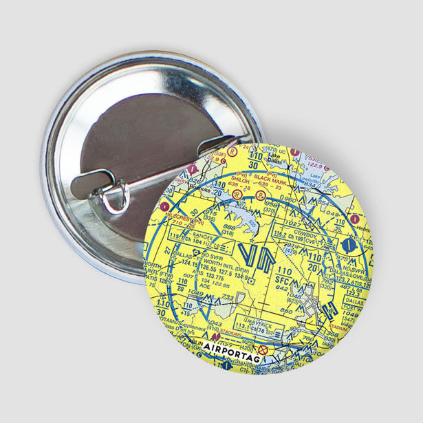 Pinback Button - Dallas/Fort Worth Intl Airport - Texas, US - IATA code DFW