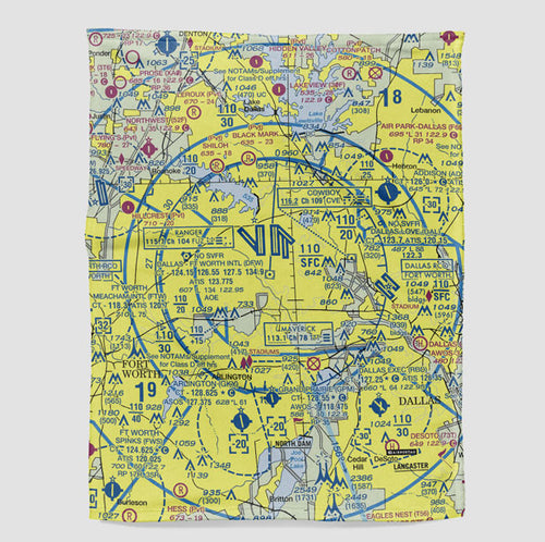 Throw Blanket - DFW airport code pattern.