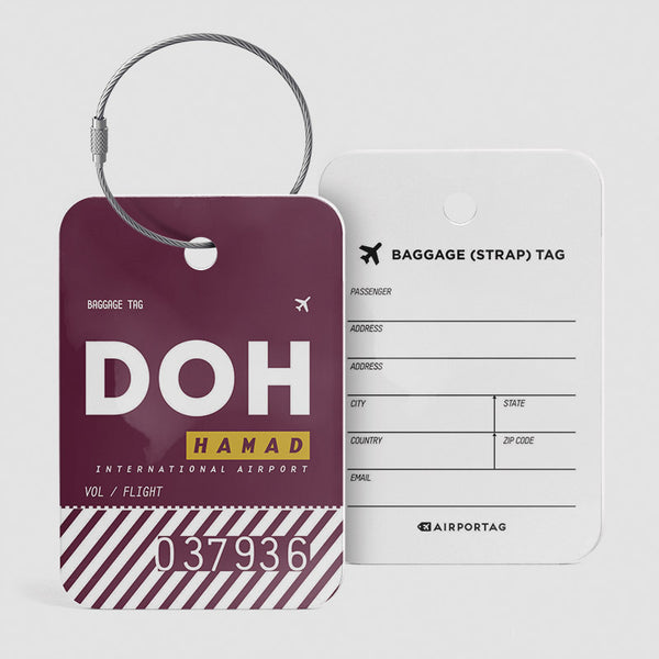 Airport Code Luggage Tag - IATA code DOH baggage tag