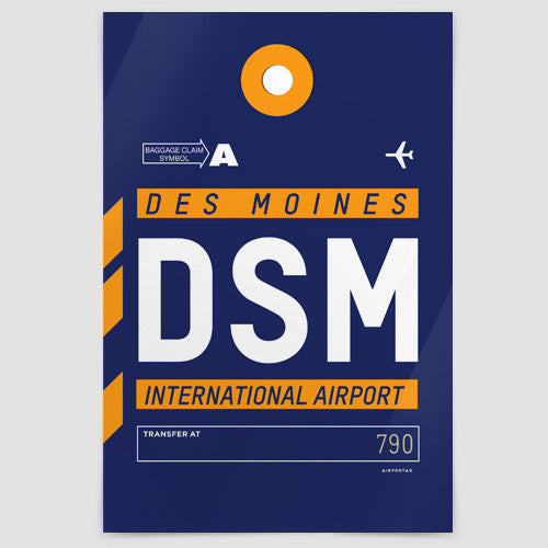 Poster - Wall Art Print - DSM - Des Moines Intl Airport - Iowa, US