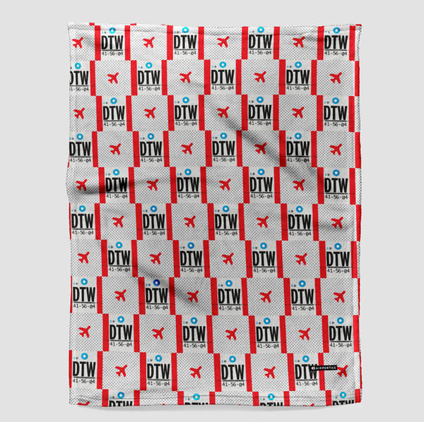 Throw Blanket - DTW airport code pattern.