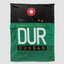 Throw Blanket - DUR airport code pattern.