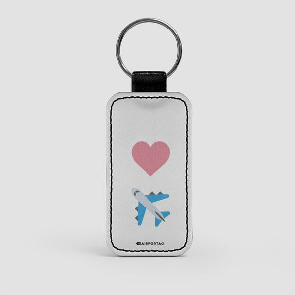 Emoji Heart Plane - Leather Keychain