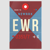 Poster - Wall Art Print - EWR - Newark Liberty Intl Airport - IATA code EWR