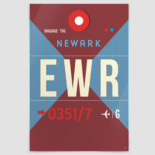 Poster - Wall Art Print - EWR - Newark Liberty Intl Airport - IATA code EWR