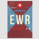 Poster - Wall Art Print - EWR - Newark Liberty Intl Airport - IATA code EWR