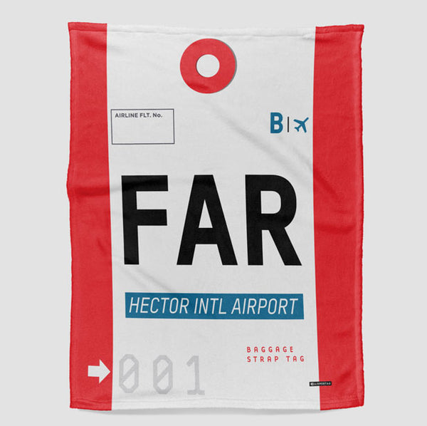Throw Blanket - FAR airport code pattern.