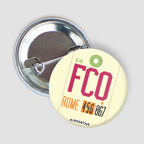 Pinback Button - Fiumicino Airport - Rome, Italy - IATA code FCO