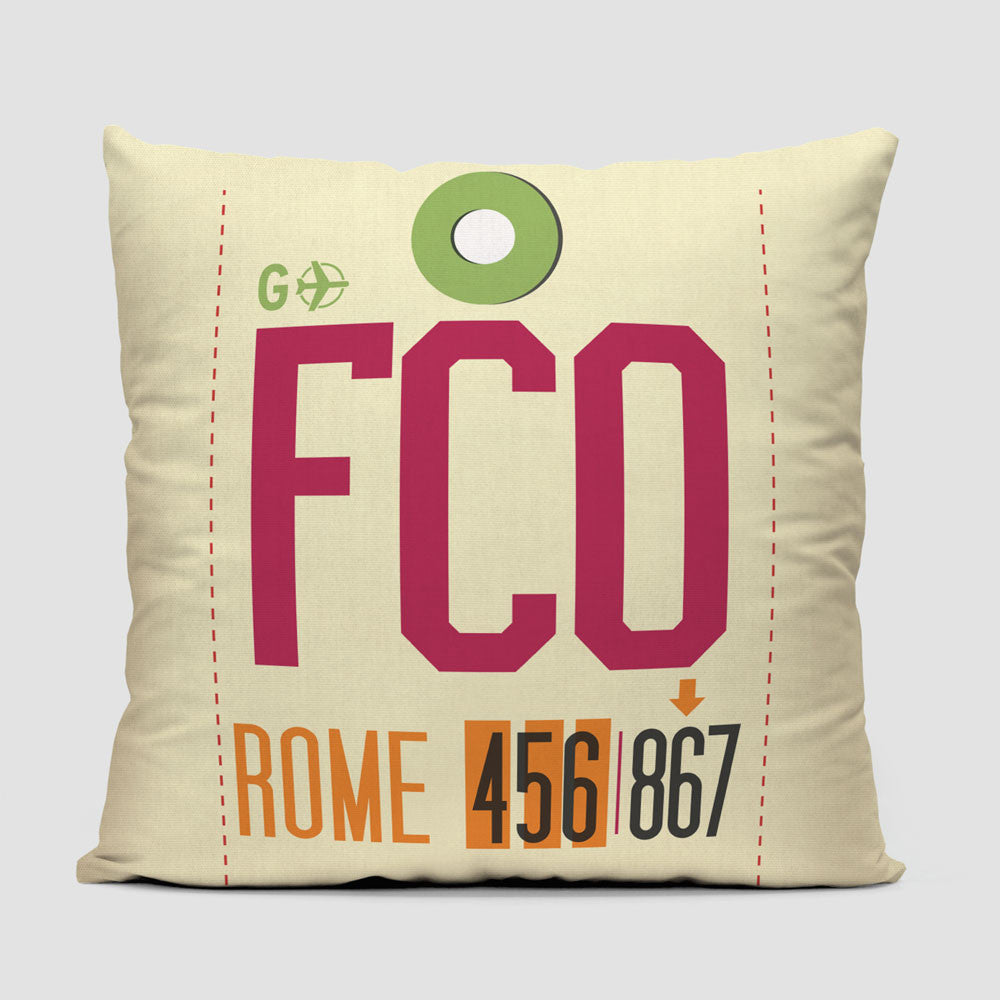 Throw Pillow - FCO - Rome - Fiumicino Airport. IATA code FCO.
