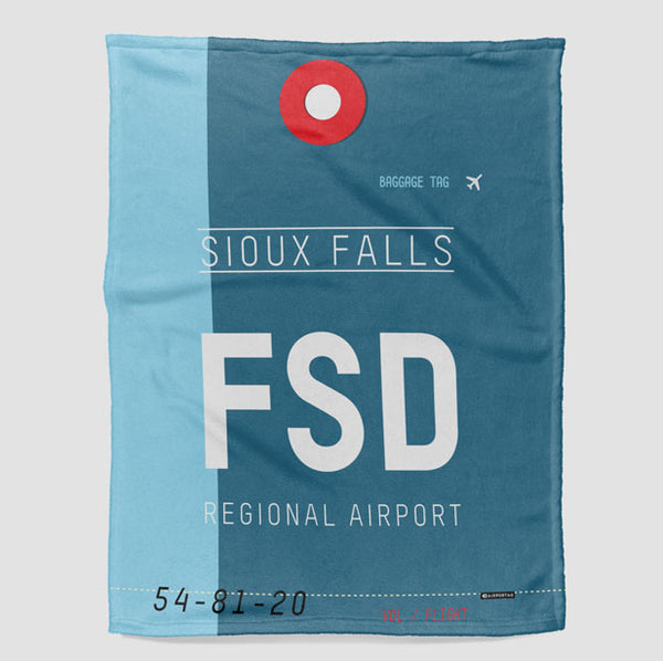 Throw Blanket - FSD airport code pattern.