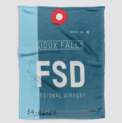 Throw Blanket - FSD airport code pattern.