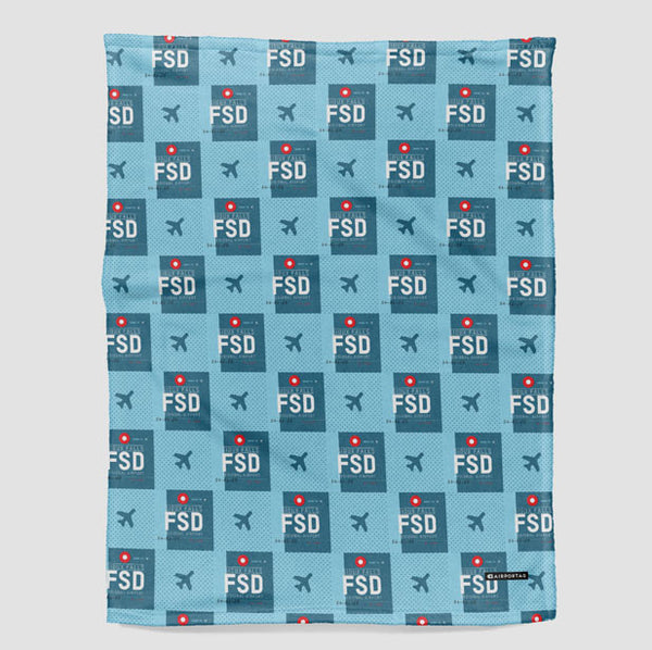 Throw Blanket - FSD airport code pattern.