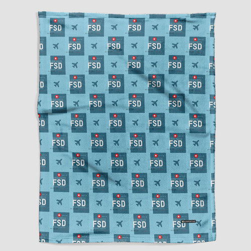 Throw Blanket - FSD airport code pattern.