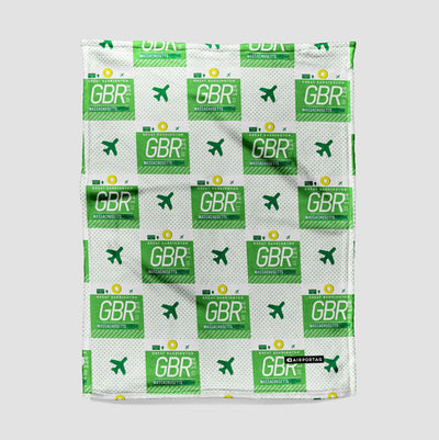 Throw Blanket - GBR airport code pattern.