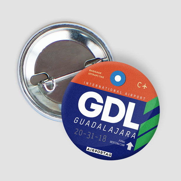 Pinback Button - Guadalajara Intl Airport - Jalisco, Mexico - IATA code GDL
