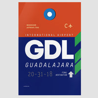 Poster - Wall Art Print - GDL - Guadalajara Intl Airport - Jalisco, Mexico