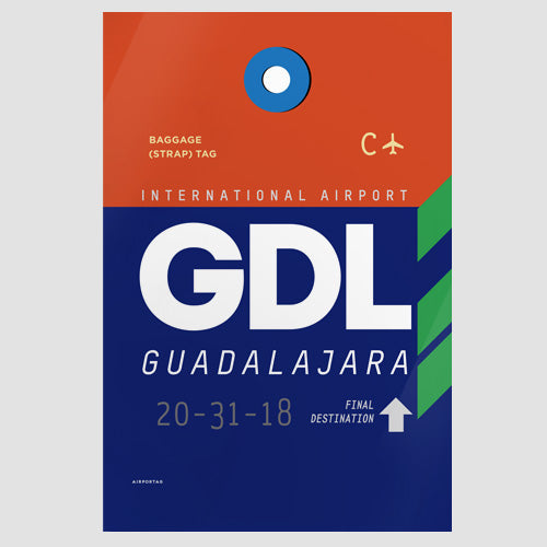 Poster - Wall Art Print - GDL - Guadalajara Intl Airport - Jalisco, Mexico