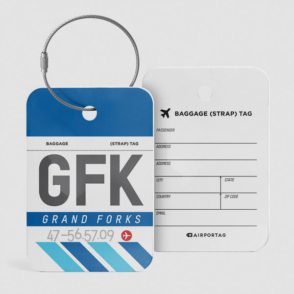 Airport Code Luggage Tag - IATA code GFK baggage tag