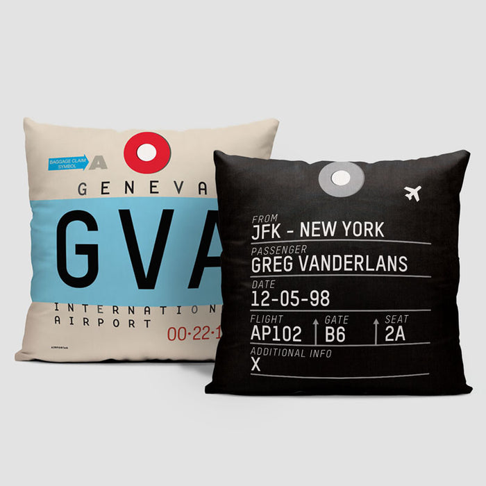 Throw Pillow - GVA - Cointrin Geneva Airport - IATA code GVA