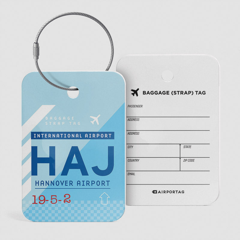 Airport Code Luggage Tag - IATA code HAJ baggage tag