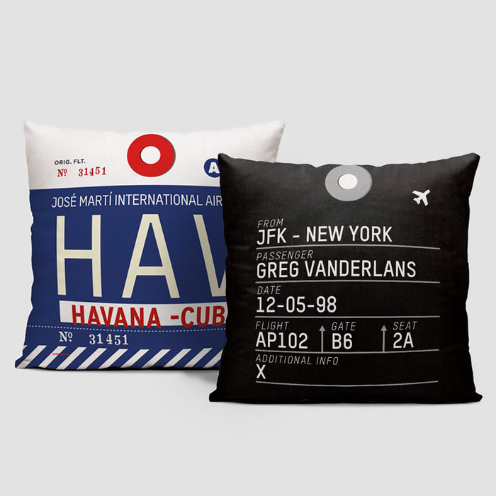 Throw Pillow - HAV - José Martí International Airport - IATA code HAV