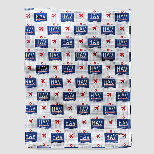 Throw Blanket - HAV airport code pattern.