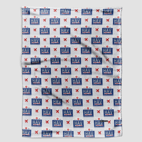 Throw Blanket - HAV airport code pattern.
