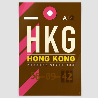 Poster - Wall Art Print - HKG - Hong Kong Intl Airport - IATA code HKG