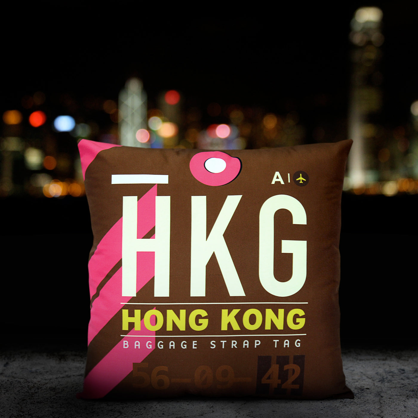 Throw Pillow - HKG - Hong Kong Intl Airport. IATA code HKG.