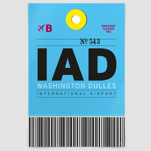 Poster - Wall Art Print - IAD - Washington Dulles Intl Airport - IATA ...