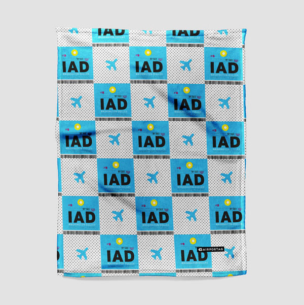 Throw Blanket - IAD airport code pattern.