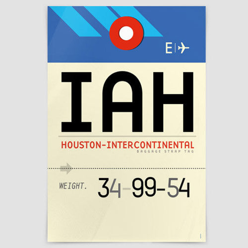 Poster - Wall Art Print - IAH - Houston George Bush Intl Airport - IATA ...