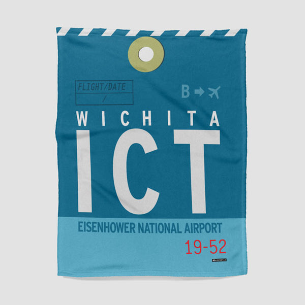 Throw Blanket - ICT airport code pattern.